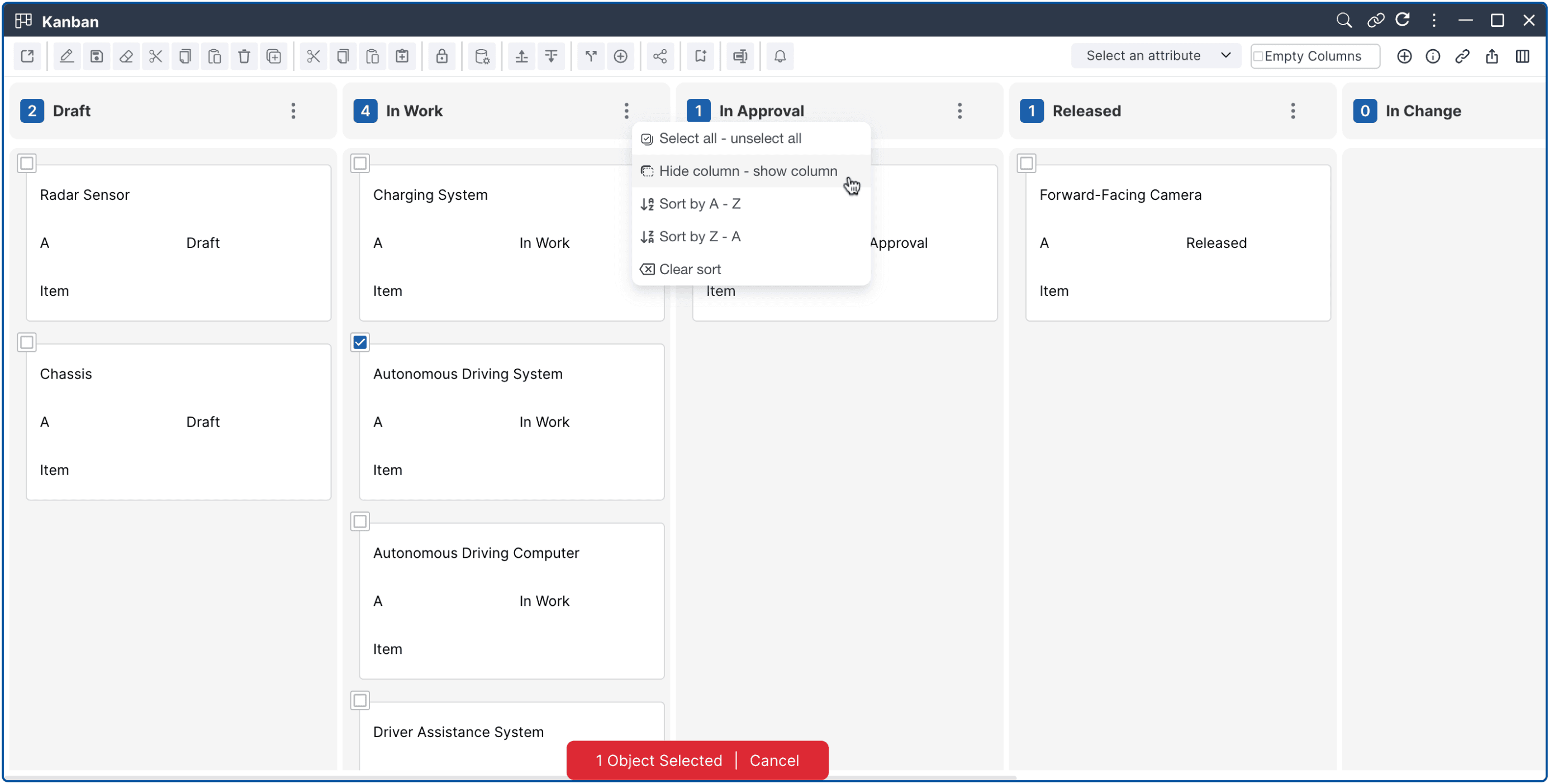 Kanban Widget for Efficient PLM | Nora IPLM